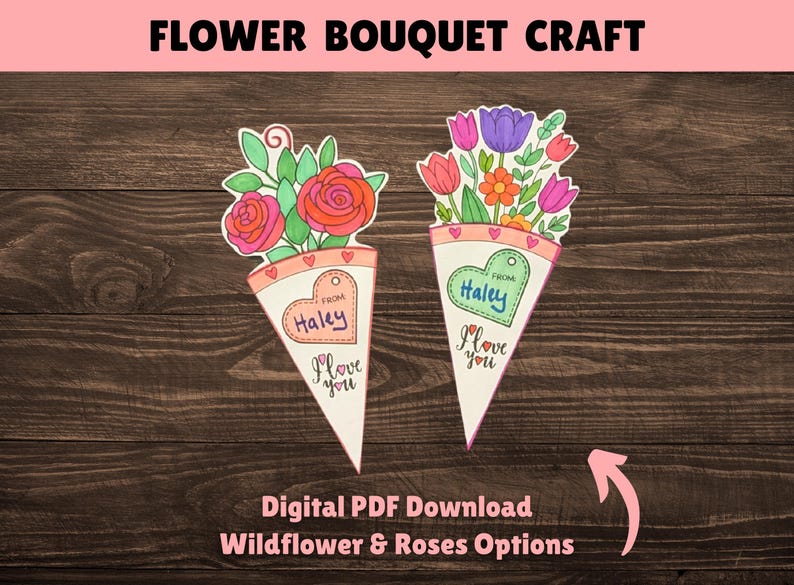 DIY Kids Flower Bouquet Craft, Mother's Day Art Keepsake, Gift for Mom ...