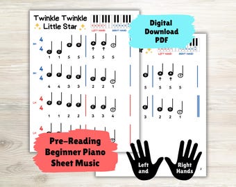 Twinkle Twinkle Little Star - Piano Pre-staff Sheet Music - Etsy