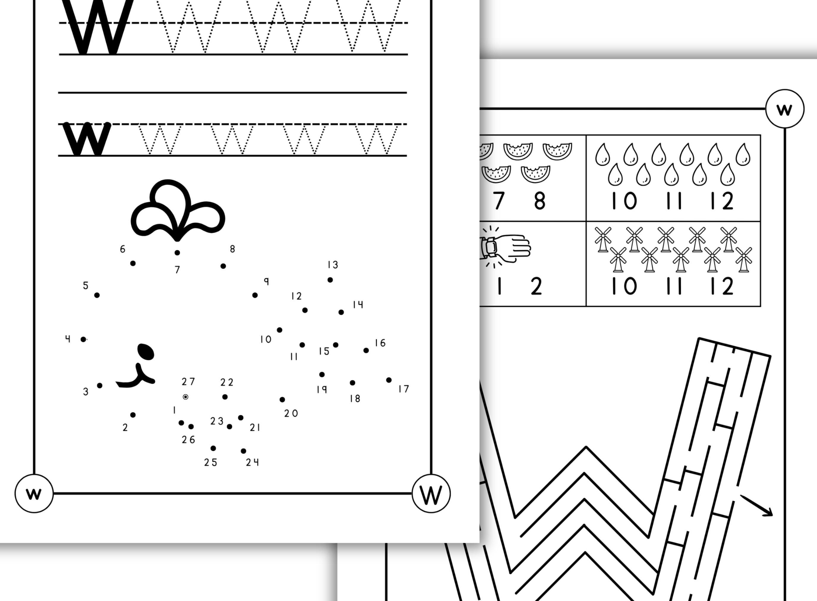 Letter W Activity Sheet, Preschool Alphabet Curriculum Letter of the ...