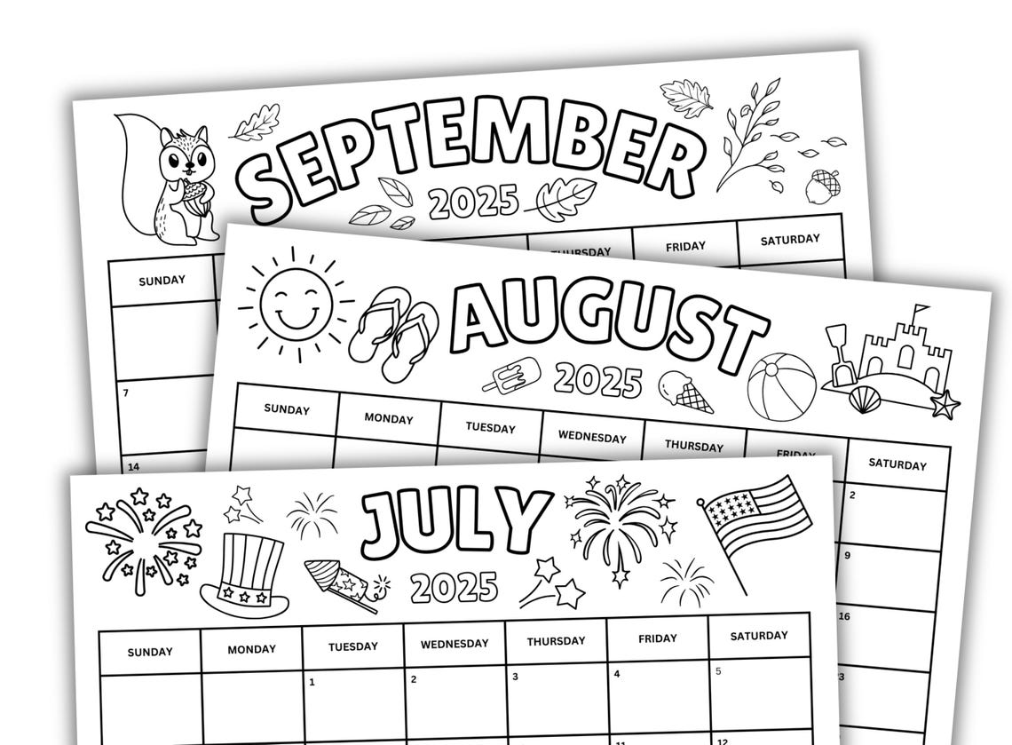 18-month Coloring Calendar Download, 2025-2026 Calendar Printable ...