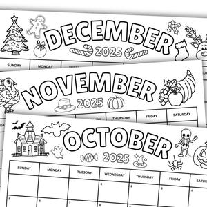 2025 Coloring Calendar Download, 2025 Calendar Printable Activity for ...