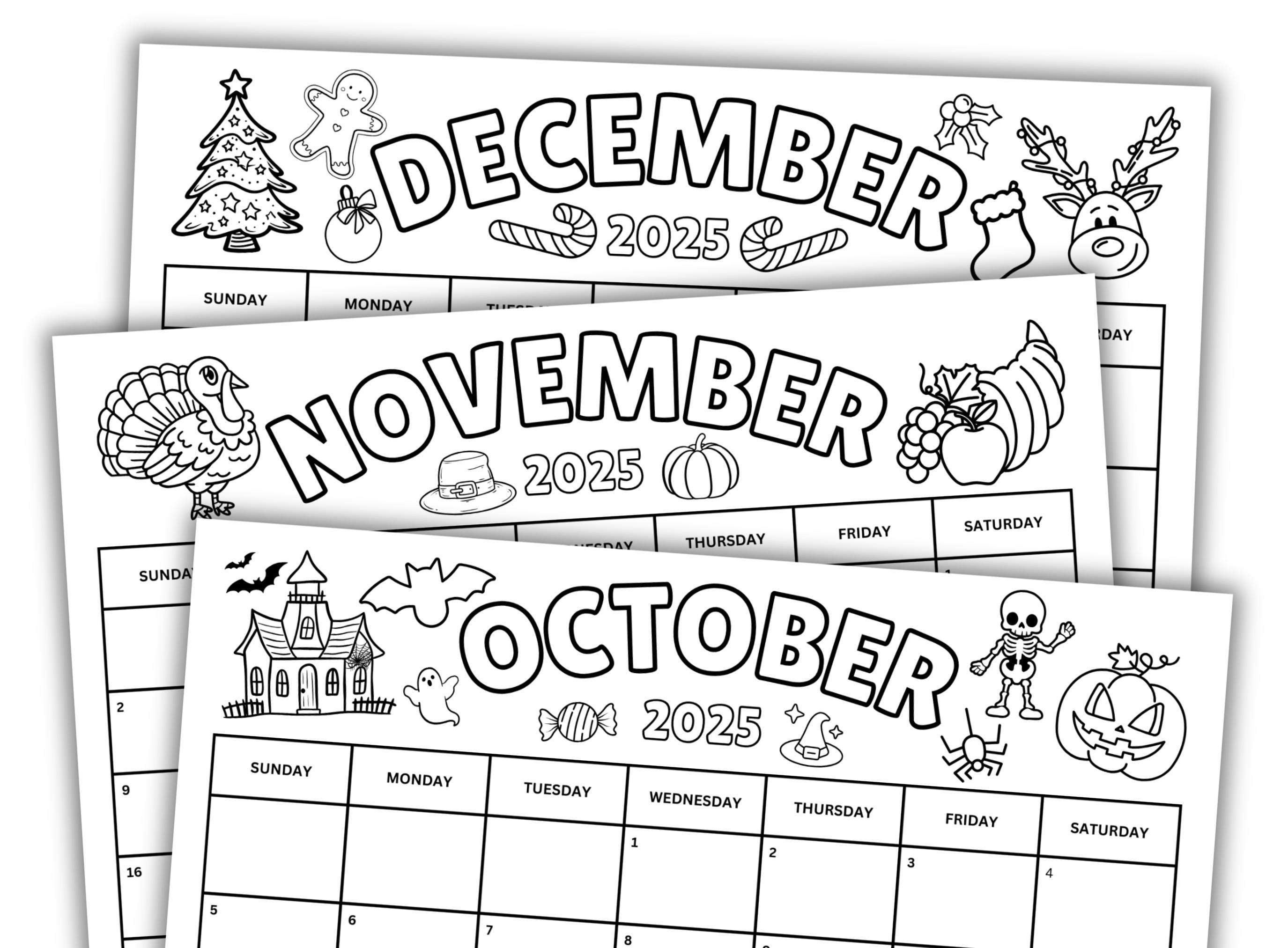 2025 Coloring Calendar Download, 2025 Calendar Printable Activity for ...