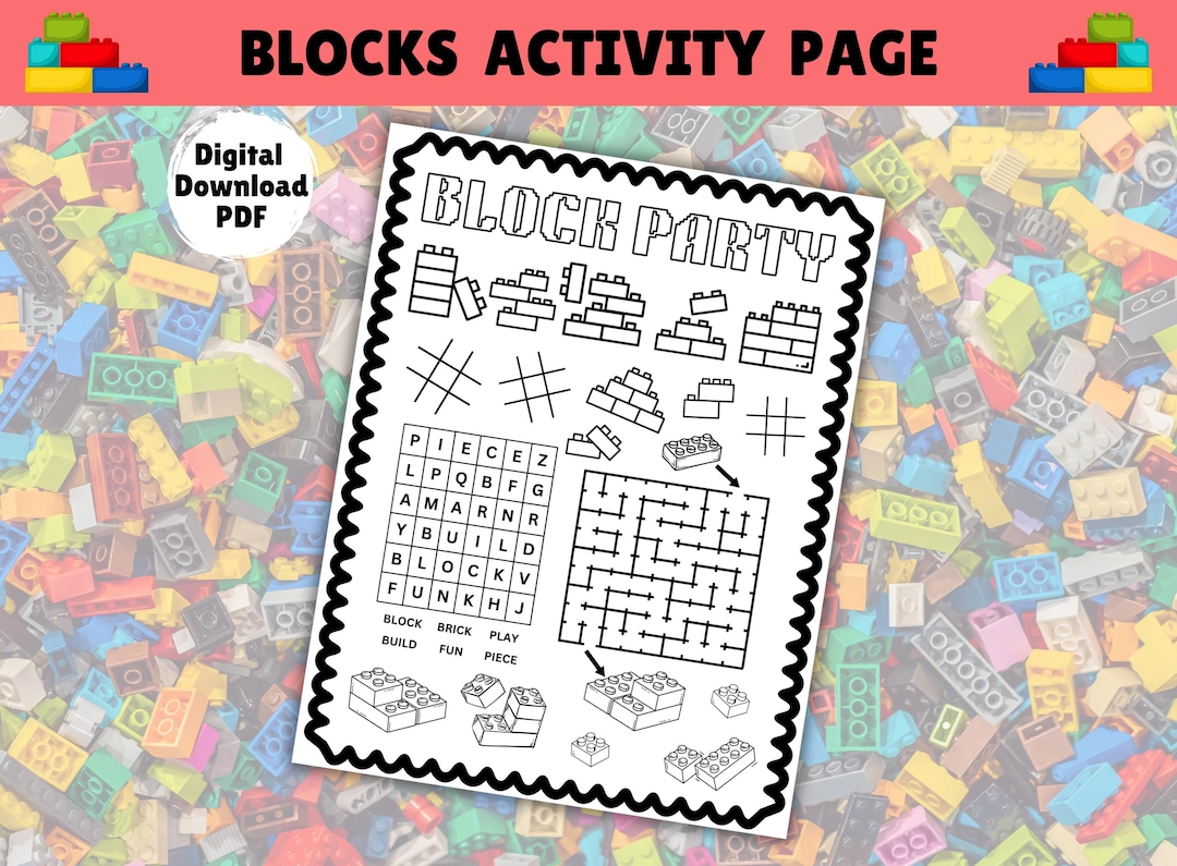 Building Blocks Placemat, Printable Building Bricks Coloring Activity ...