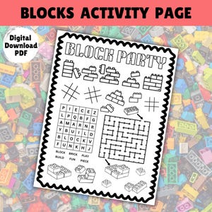 Building Blocks Placemat, Printable Building Bricks Coloring Activity ...