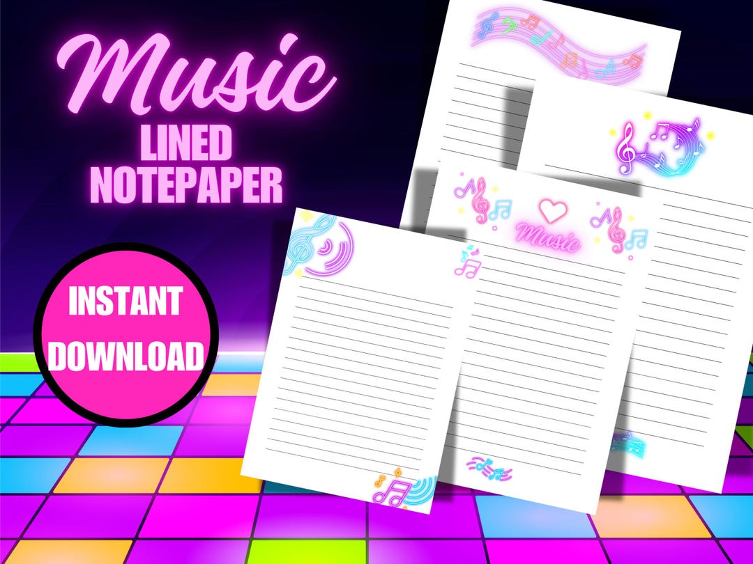 Printable Music Notes Notepaper Musician to Do, Pink, Neon, Attractive ...