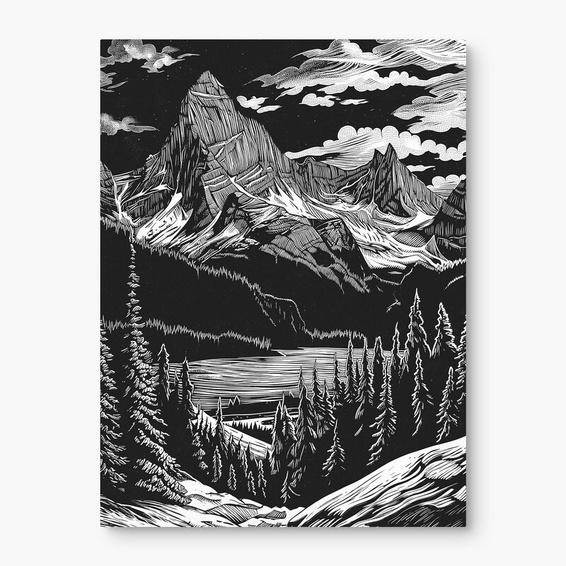 Linocut Landscape - Etsy