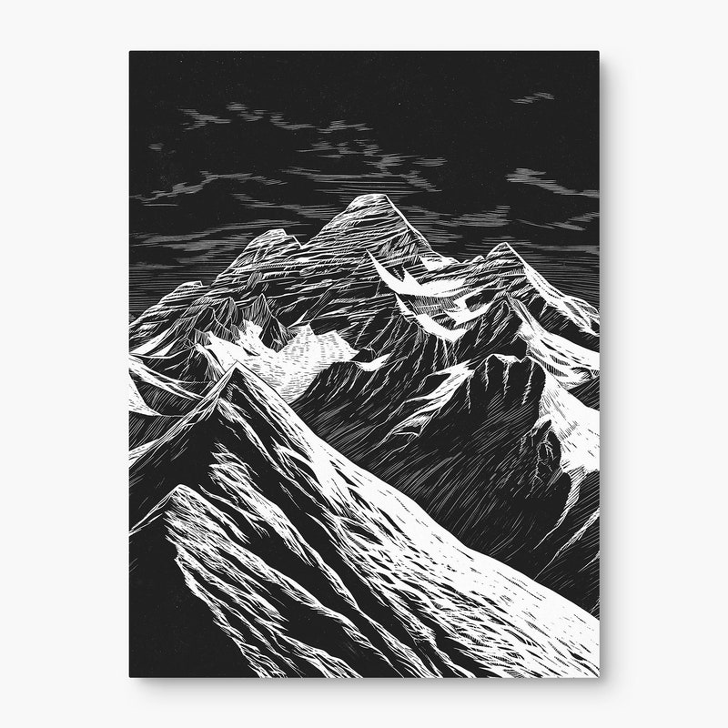 Mountain Linocut - Etsy