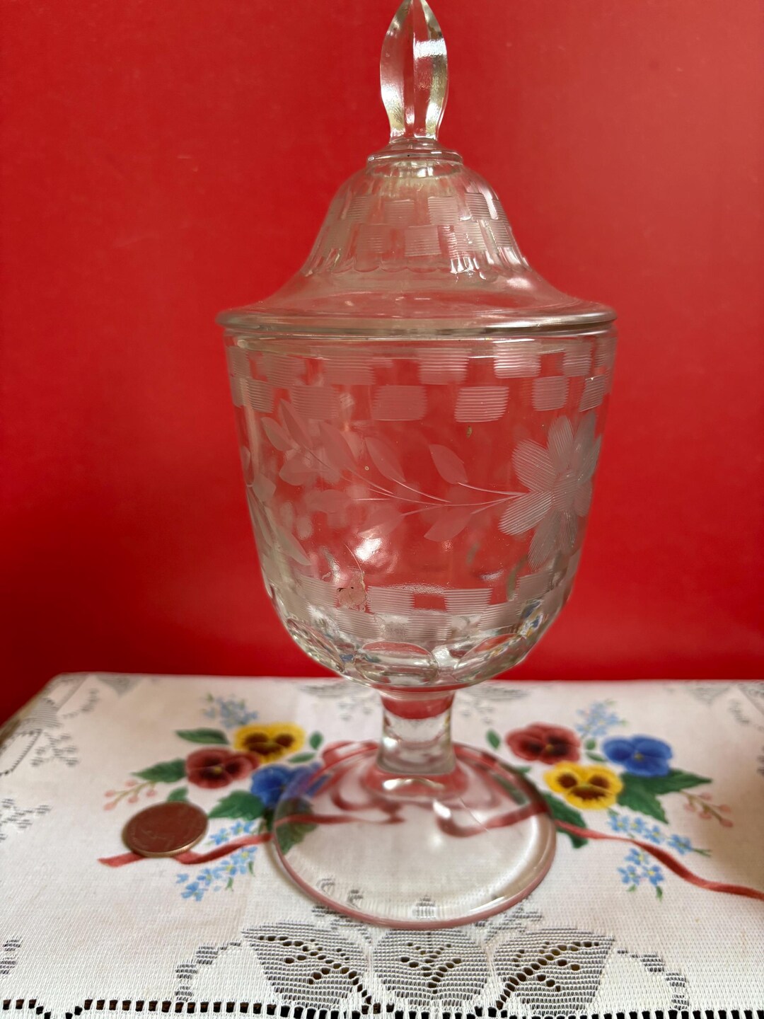 Beautiful Antique Cambridge Glass OMN #95 Apothecary Style Floral ...
