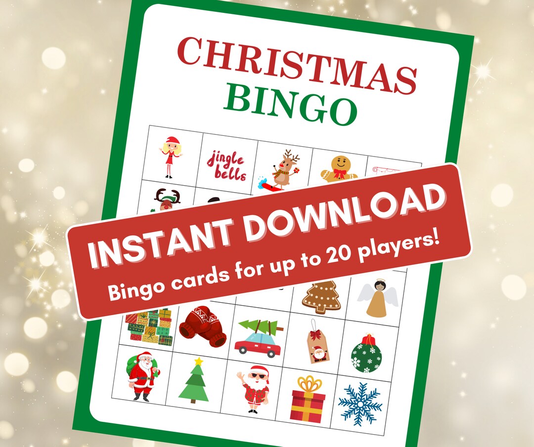 Printable Christmas Bingo, 20 Bingo Cards, Printable Christmas Game ...