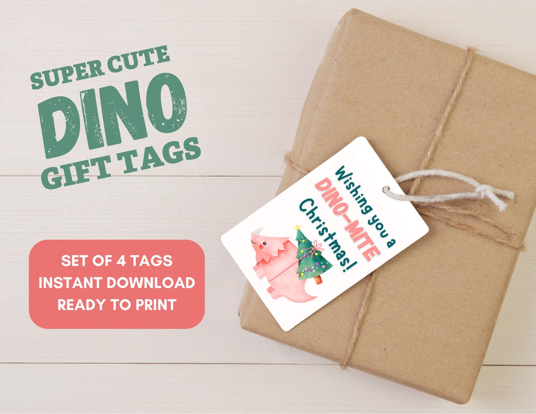 Dinosaur Themed Holiday Gift Tag, Christmas Gift Tag, Teacher Daycare ...