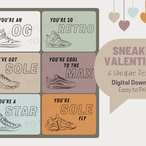 Printable Sneaker Valentine Cards for Kids & Adults Digital Valentines ...