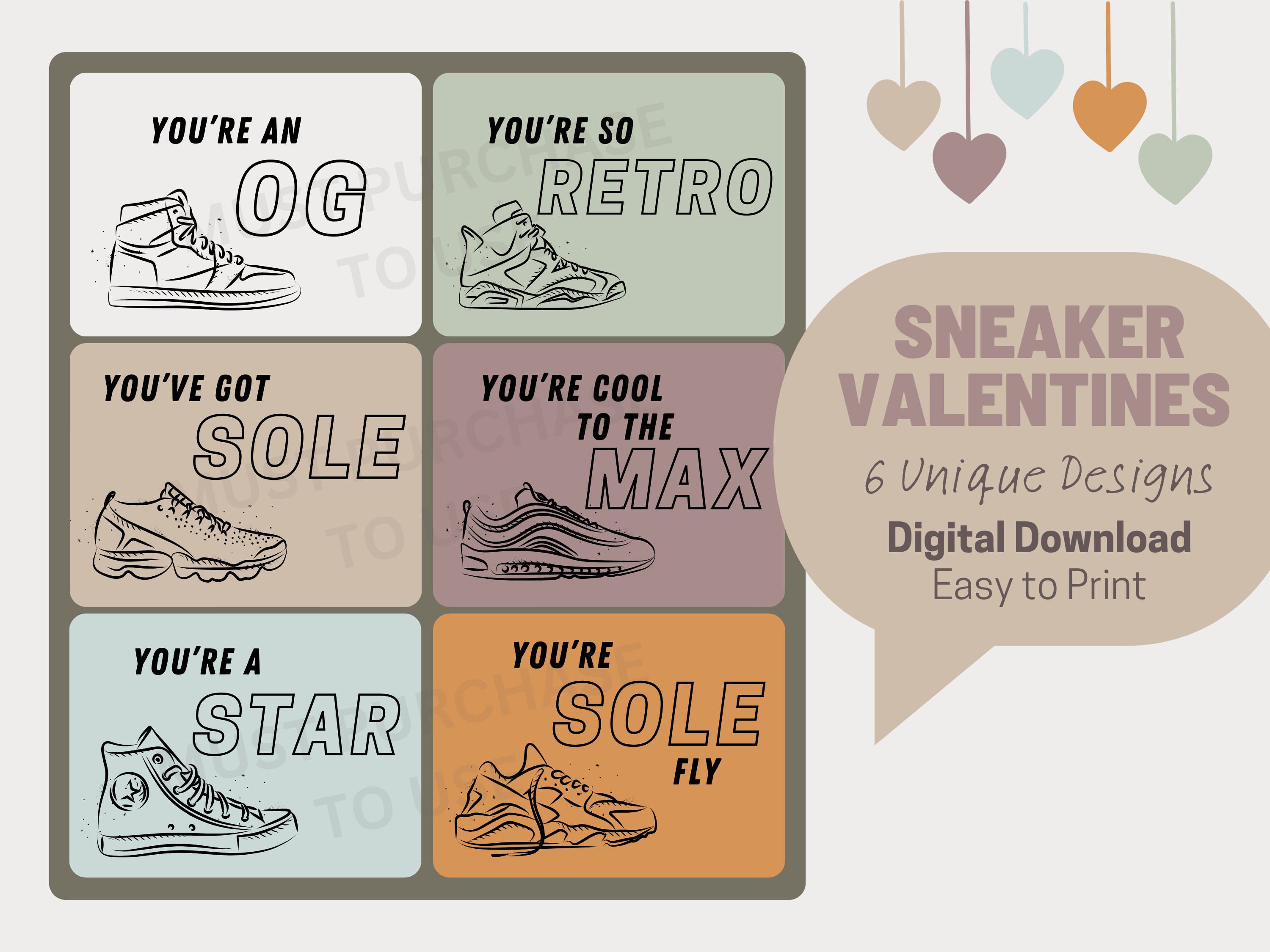 Printable Sneaker Valentine Cards for Kids & Adults Digital Valentines ...