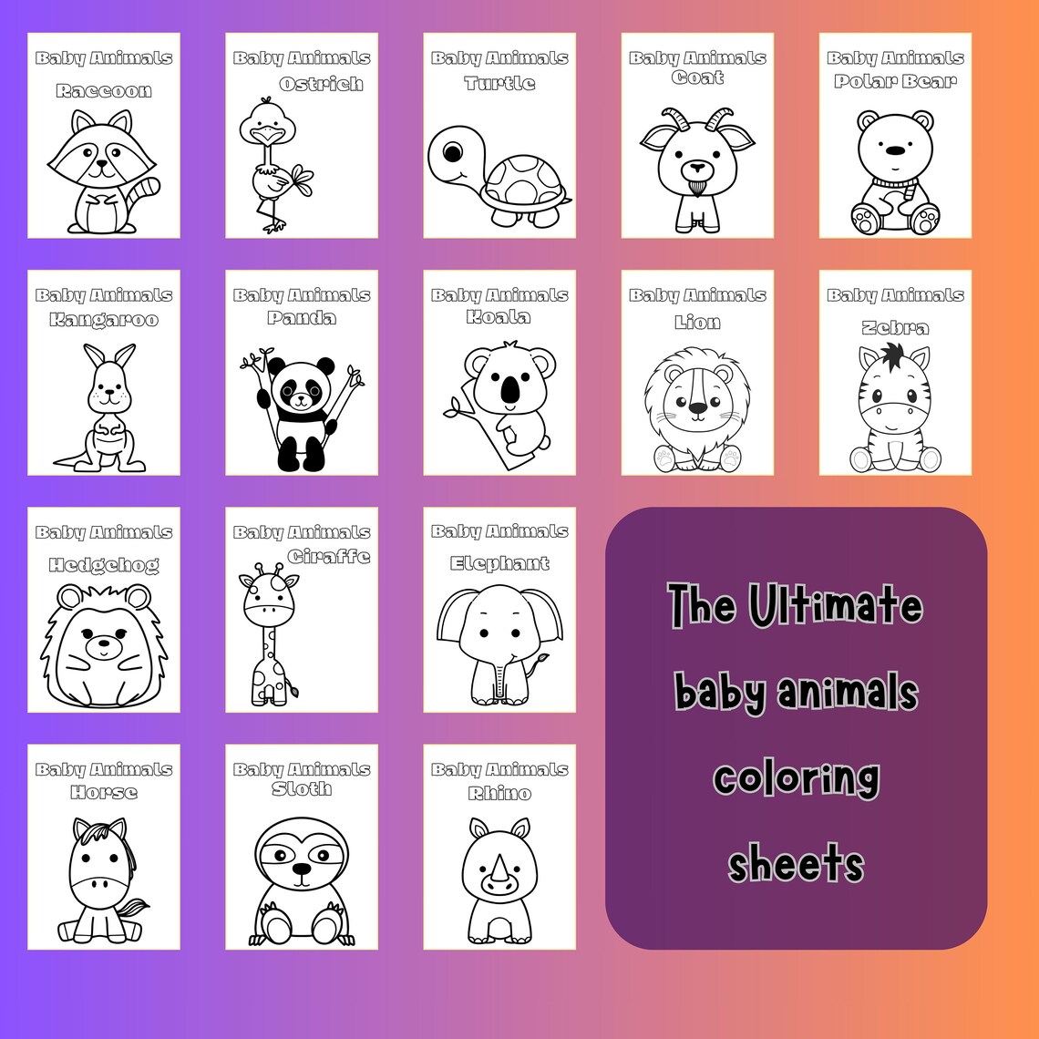 Printable, Baby Animals, Fun and Educational Coloring Worksheets ...