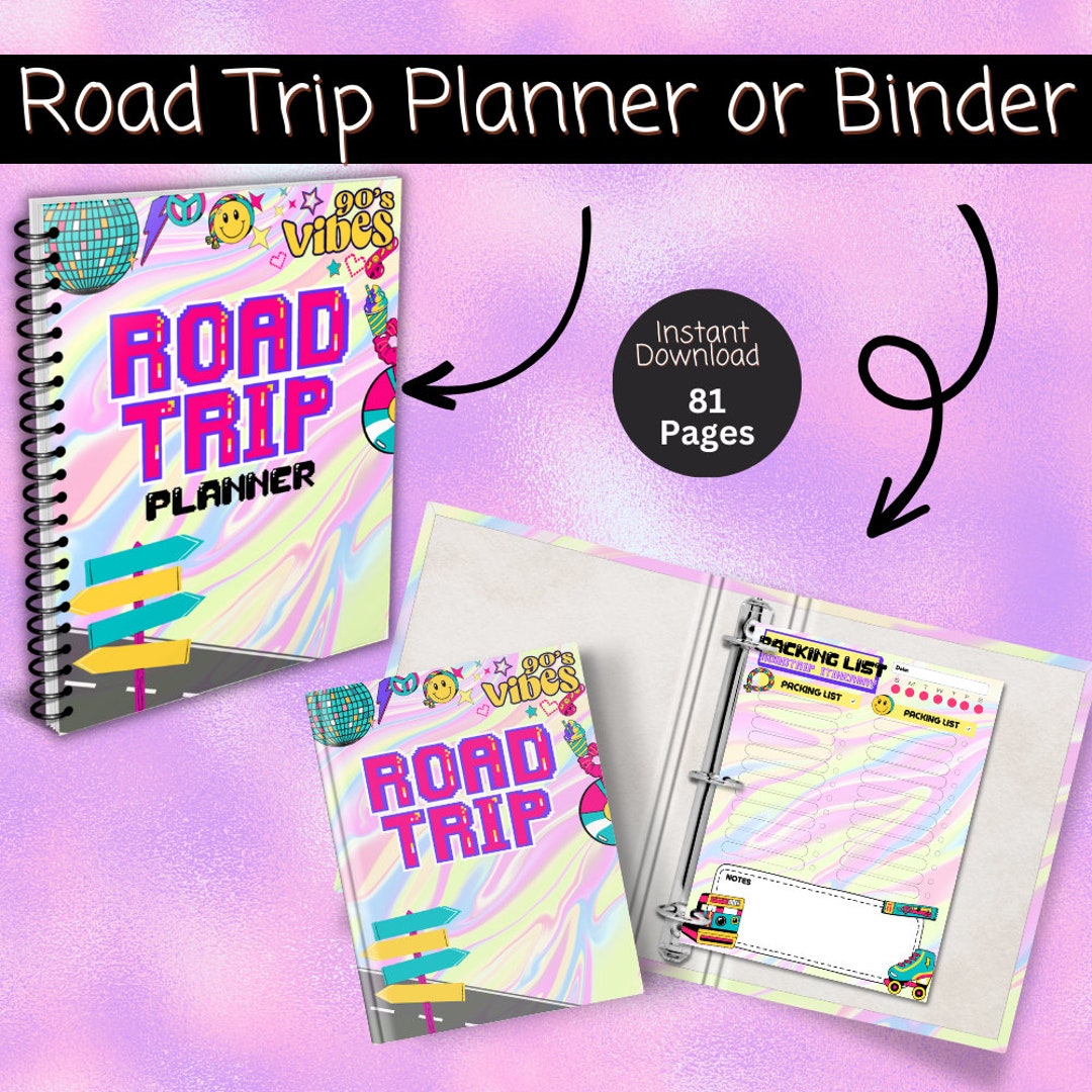 90s Retro Road Trip Planner -printable, Nostalgic Travel Guide, Digital ...