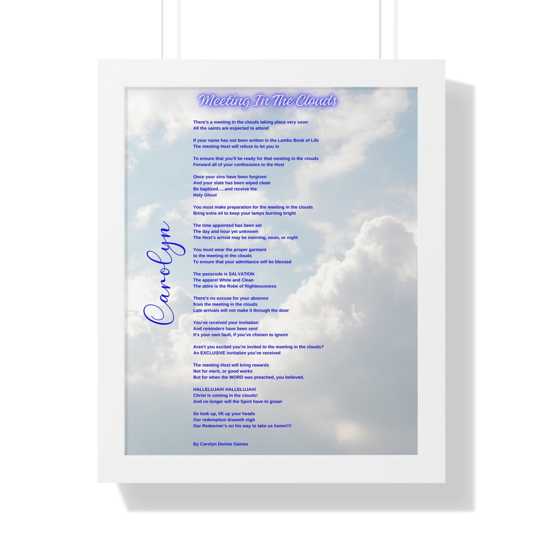 Meeting in the Clouds End Time Poem Gift, Christian Second Coming Poem ...