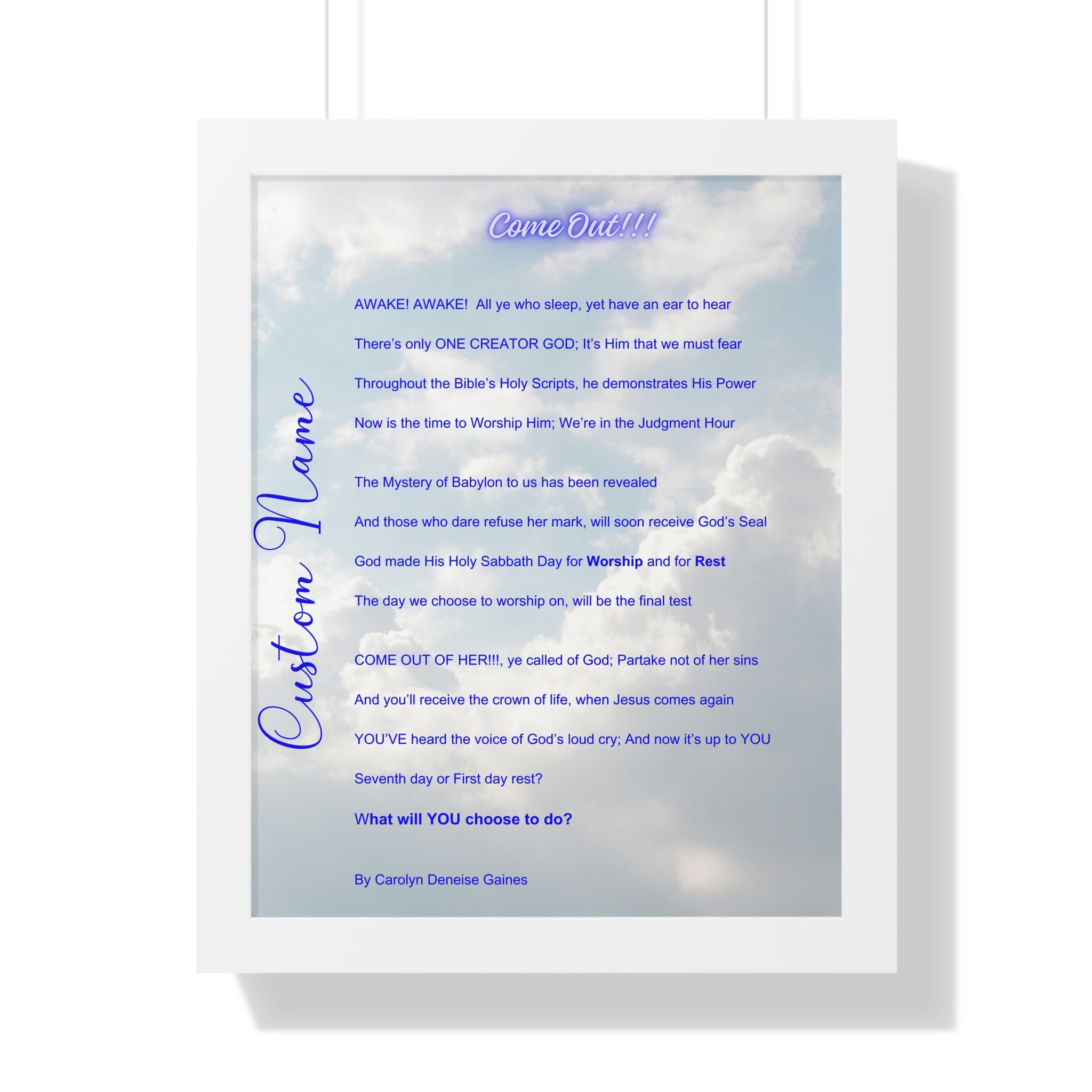 Custom Come Out End Time Poem Gift, Christian Second Coming Poem Gift ...
