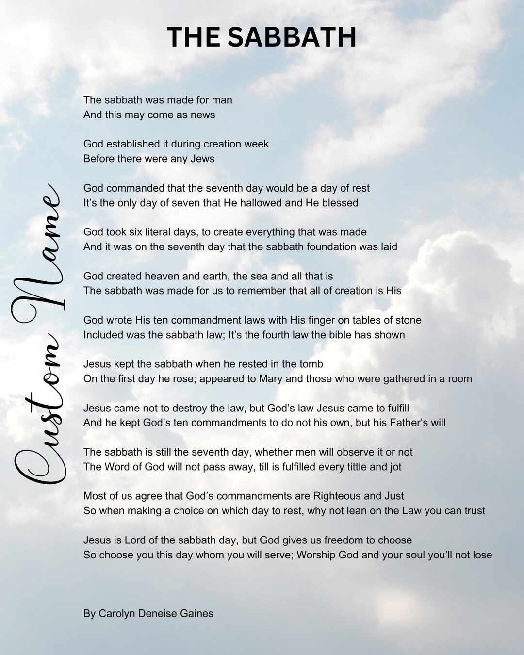 The Sabbath Poem, Poem About the Sabbath, Christian Poem About the ...