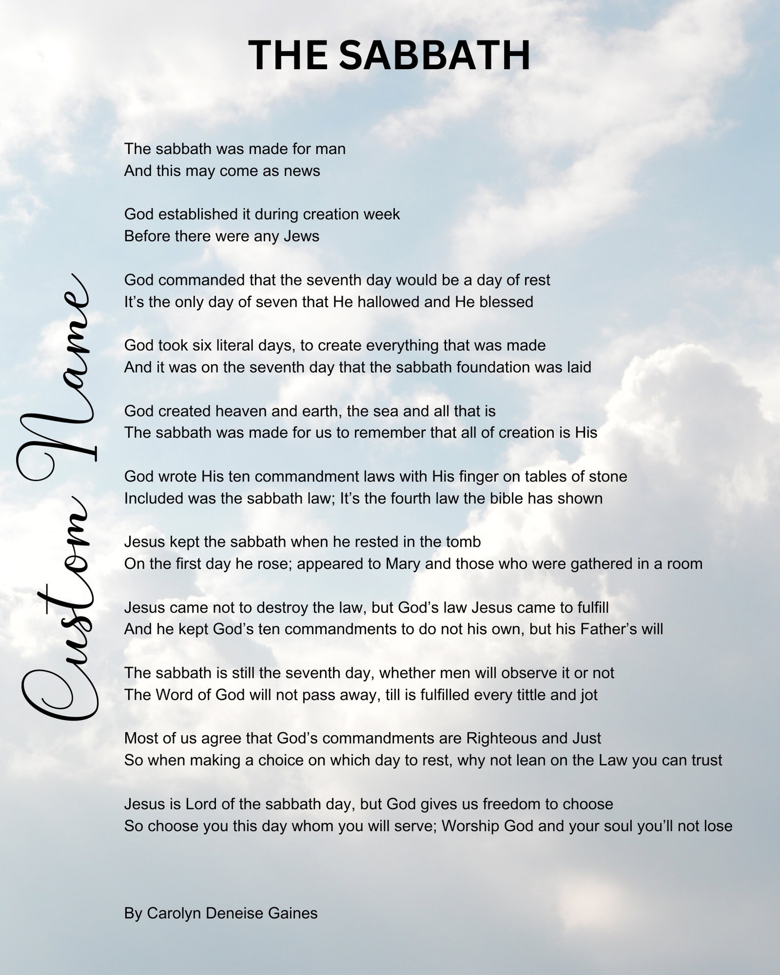 The Sabbath Poem, Poem About the Sabbath, Christian Poem About the ...