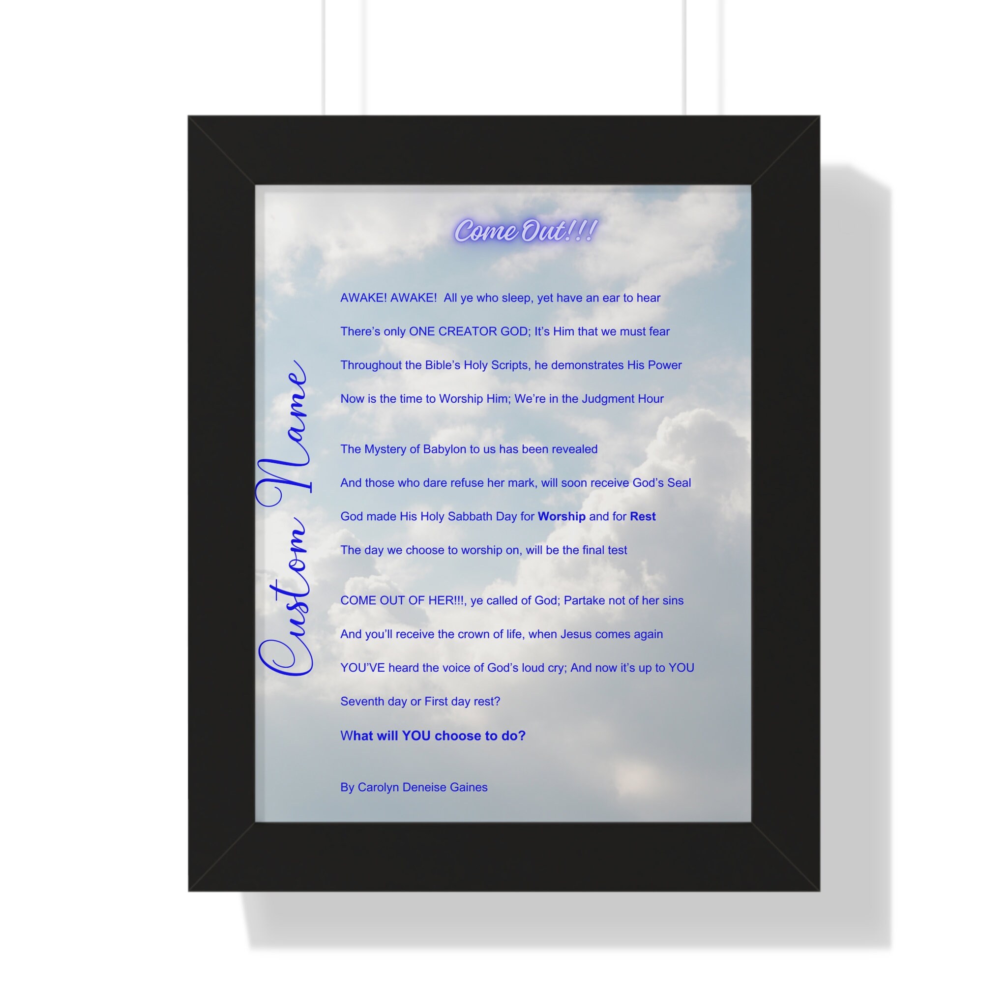 Custom Come Out End Time Poem Gift, Christian Second Coming Poem Gift ...