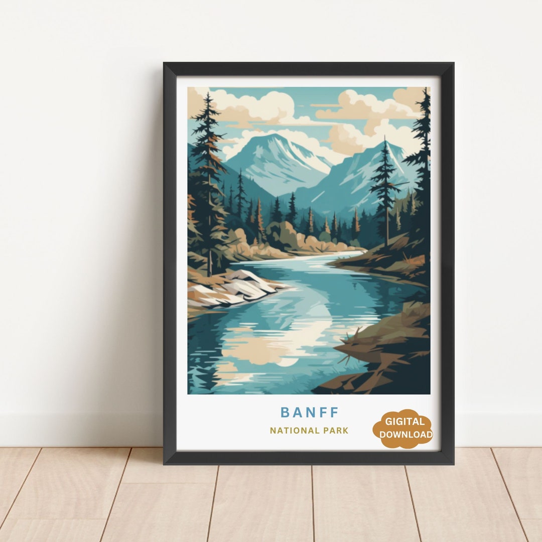 Digital Banff National Travel Poster Banff Travel Print Wall Hanging ...