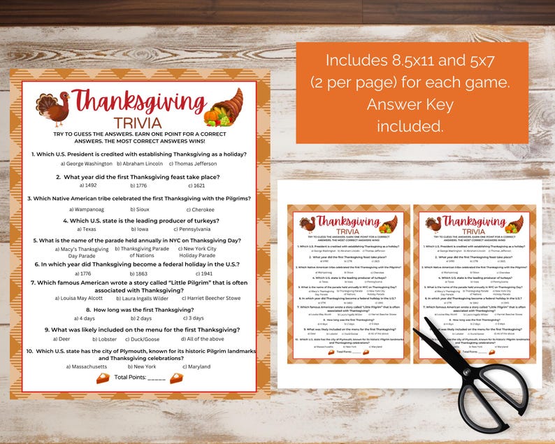 Fall Games, Fall Games Printable, Fall Fest Games, Thanksgiving Trivia ...
