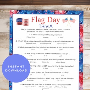 Flag Day Trivia, Educational Printable Game, Revolutionary War Activity ...
