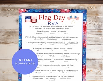Flag Day Trivia, Educational Printable Game, Revolutionary War Activity ...