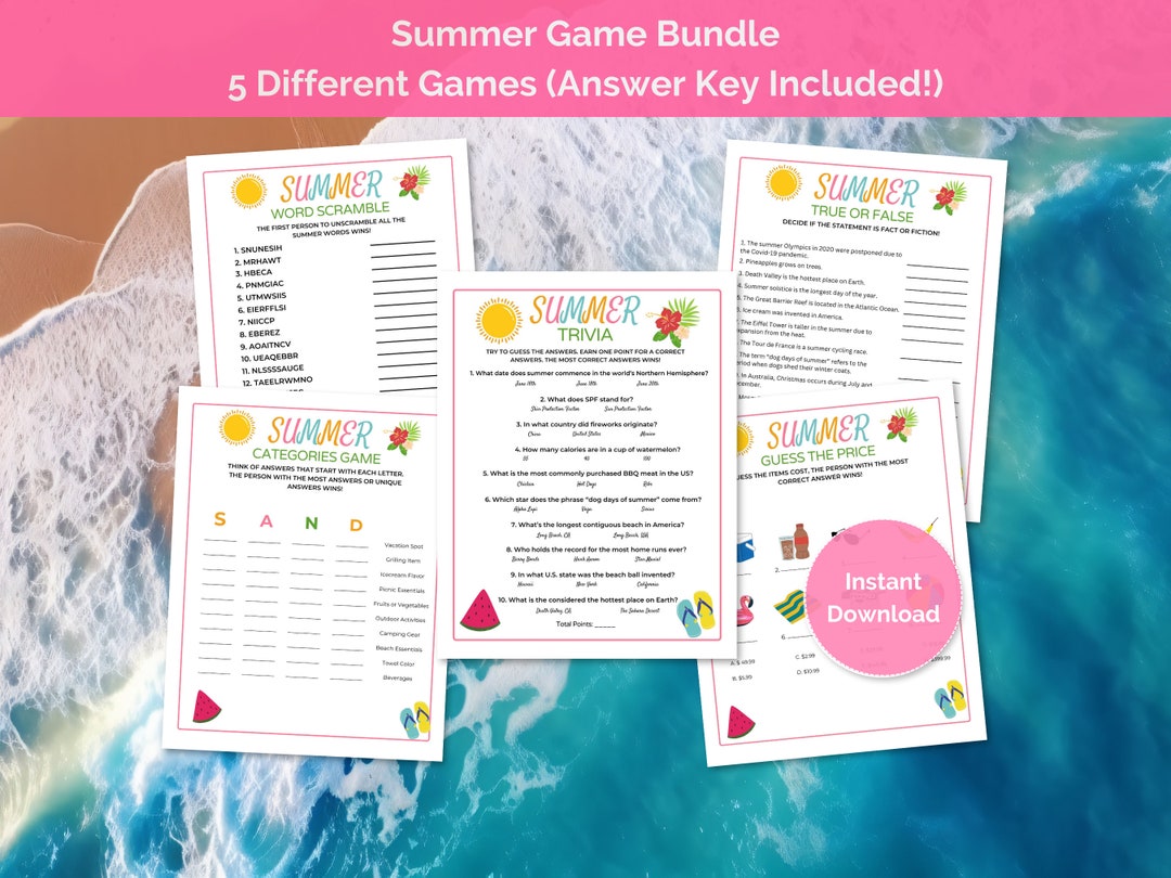 Summer Games Bundle, Summer Trivia, Summer Guess the Price, Summer ...