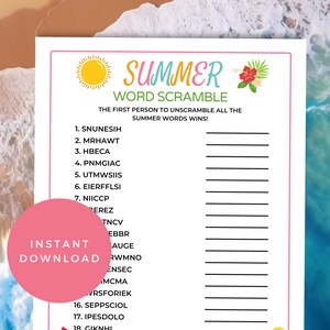 Summer Word Scramble, Work Party Games, Icebreaker, Pool Party, Summer ...