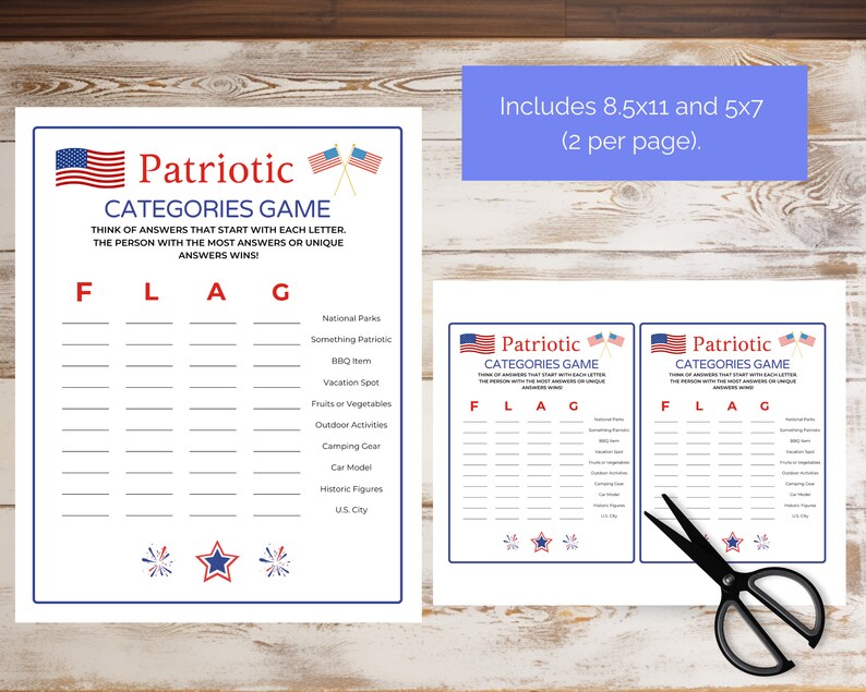 Fourth of July Categories, Memorial Day Party Games, Classroom Games ...