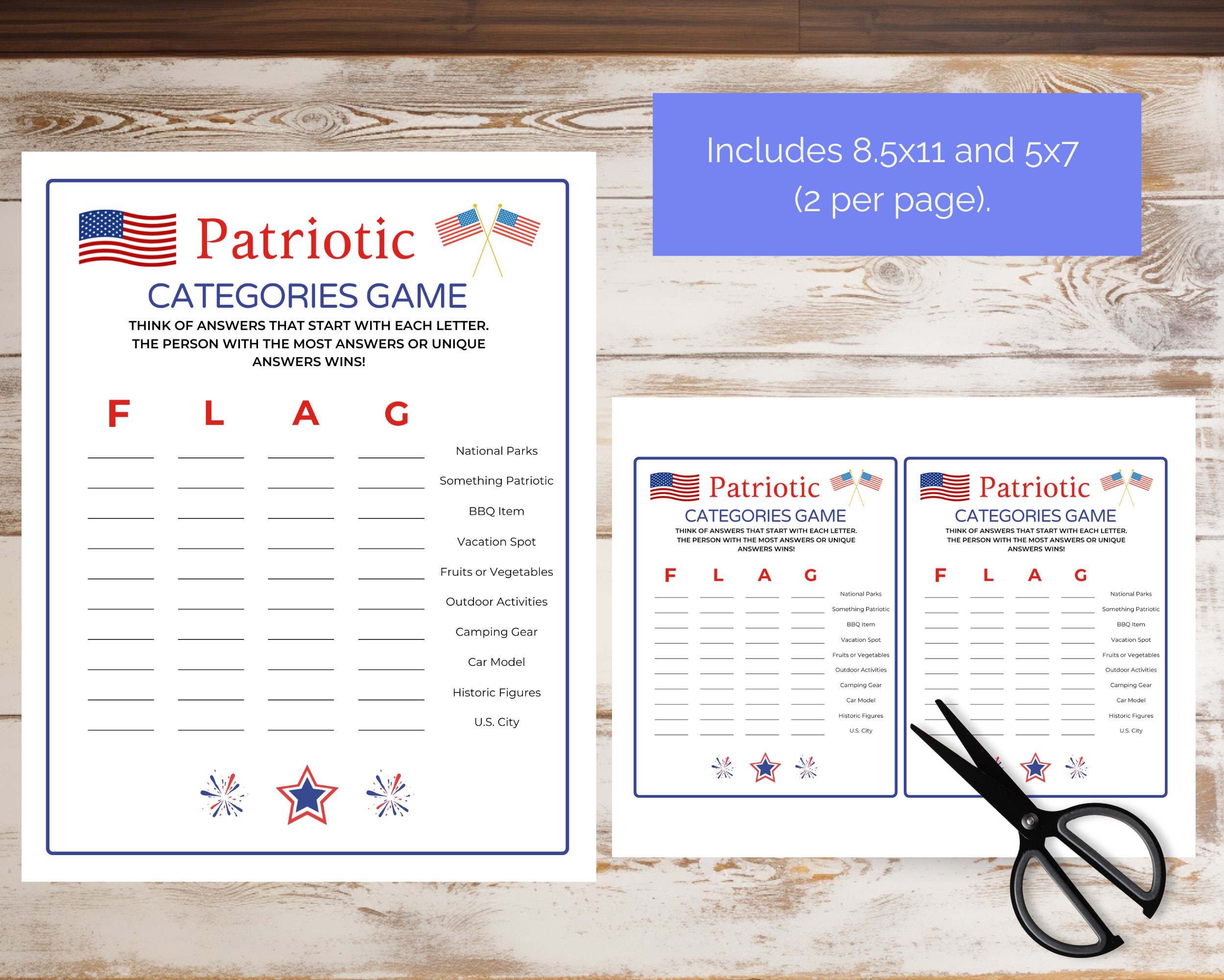 Fourth of July Categories, Memorial Day Party Games, Classroom Games ...