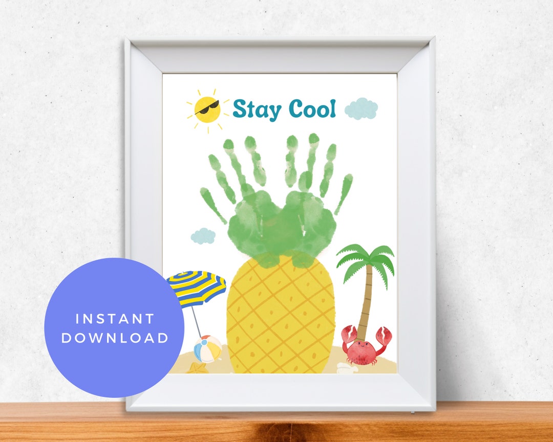 Pineapple Summer Handprint Art, Preschool, Pre-k, Daycare, Summer Camp ...