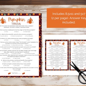 Pumpkin Trivia, Pumpkin Trivia Game, Fall Trivia Game, Autumn Trivia ...