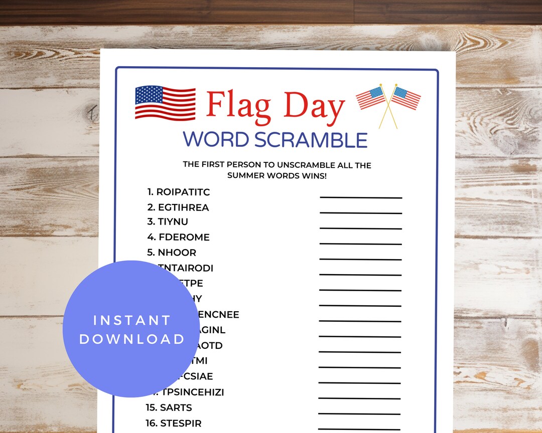 Flag Day Word Scramble at Wilfred Mccarty blog