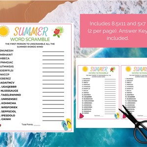 Summer Word Scramble, Work Party Games, Icebreaker, Pool Party, Summer ...