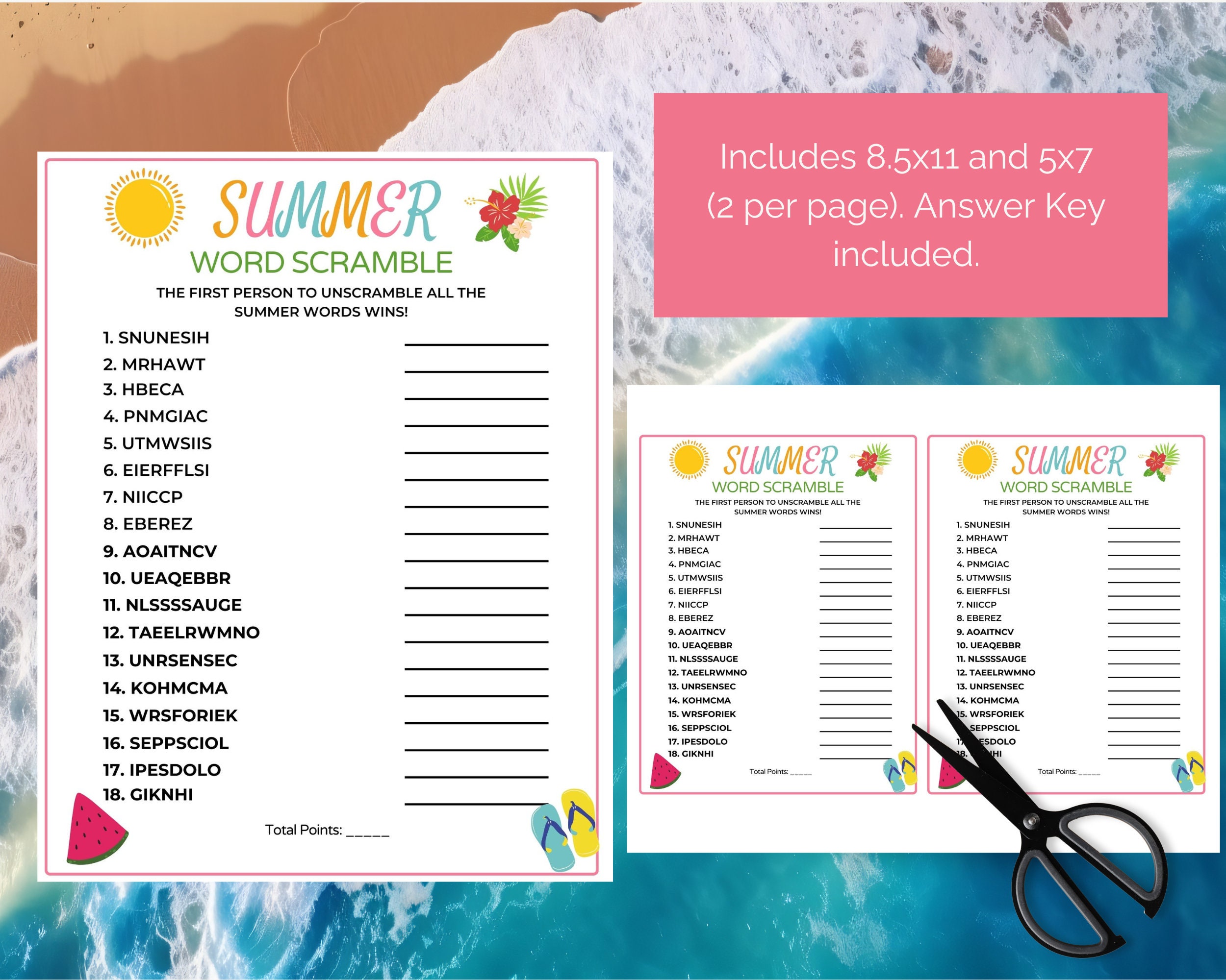 Summer Word Scramble, Work Party Games, Icebreaker, Pool Party, Summer ...