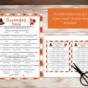 November Trivia, Fall Trivia Game, Autumn Trivia Quiz, Calendar Trivia ...