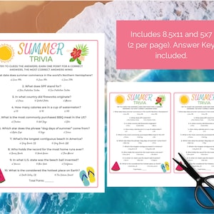 Summer Trivia Game, Summer Favors Decor, Family Reunion Party Game ...