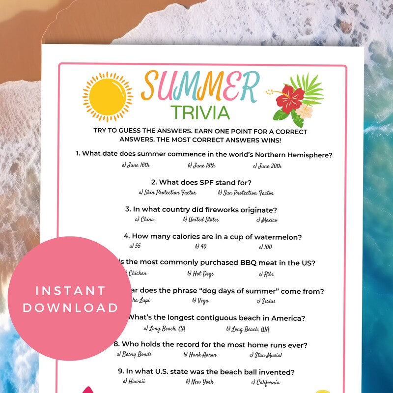 Summer Printable Games - Etsy
