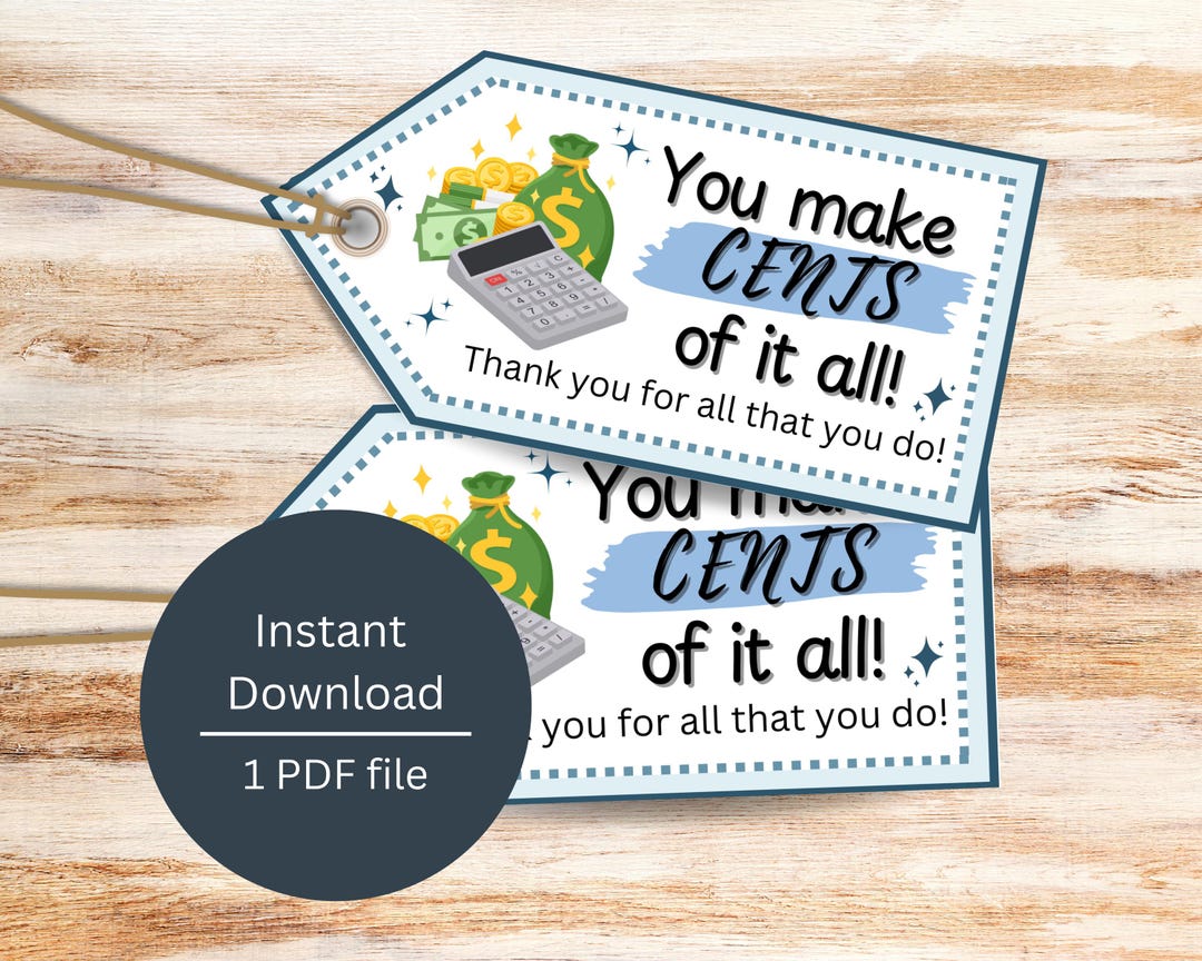 Accountant Appreciation Tag Printable, Digital Download - Etsy