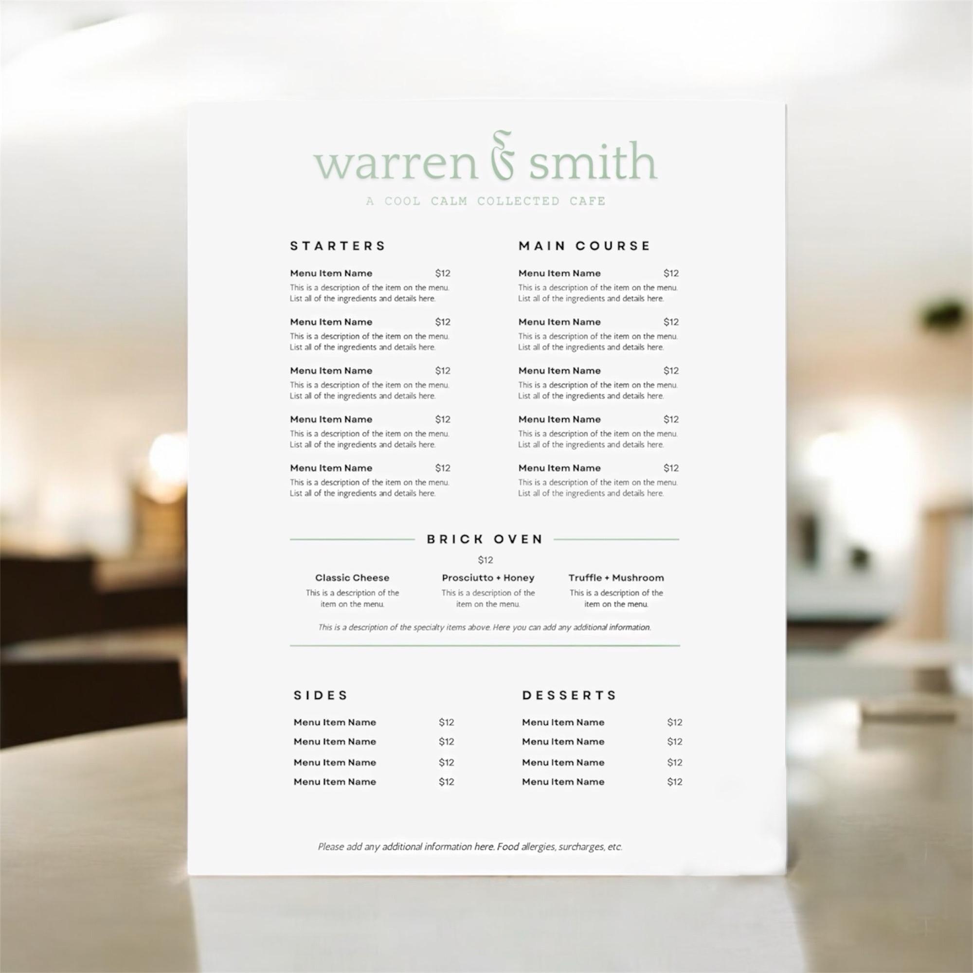 White Modern Menu | Restaurant Menu | Cafe Menu | Digital Menu ...