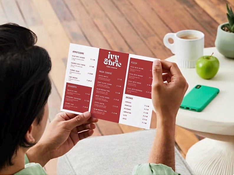White and Maroon Restaurant Menu | Canva Menu Template | Customisable ...
