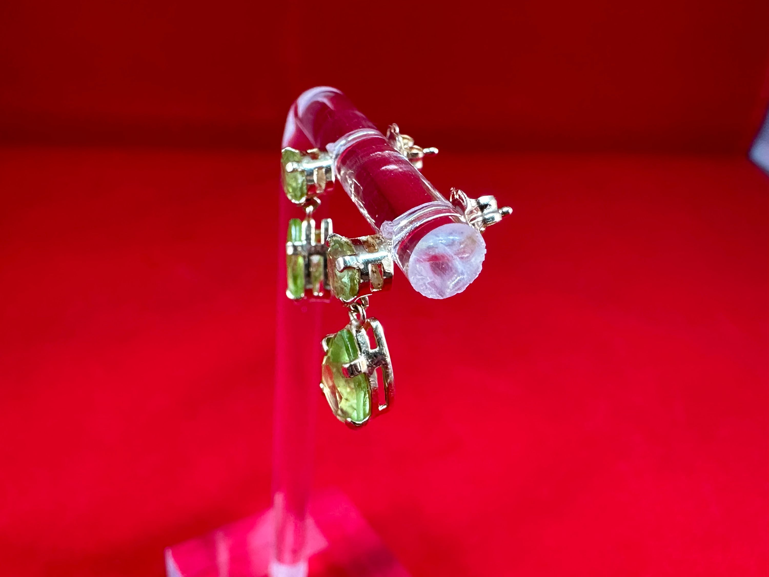 14k Yellow Gold Peridot Drop Earrings - Etsy