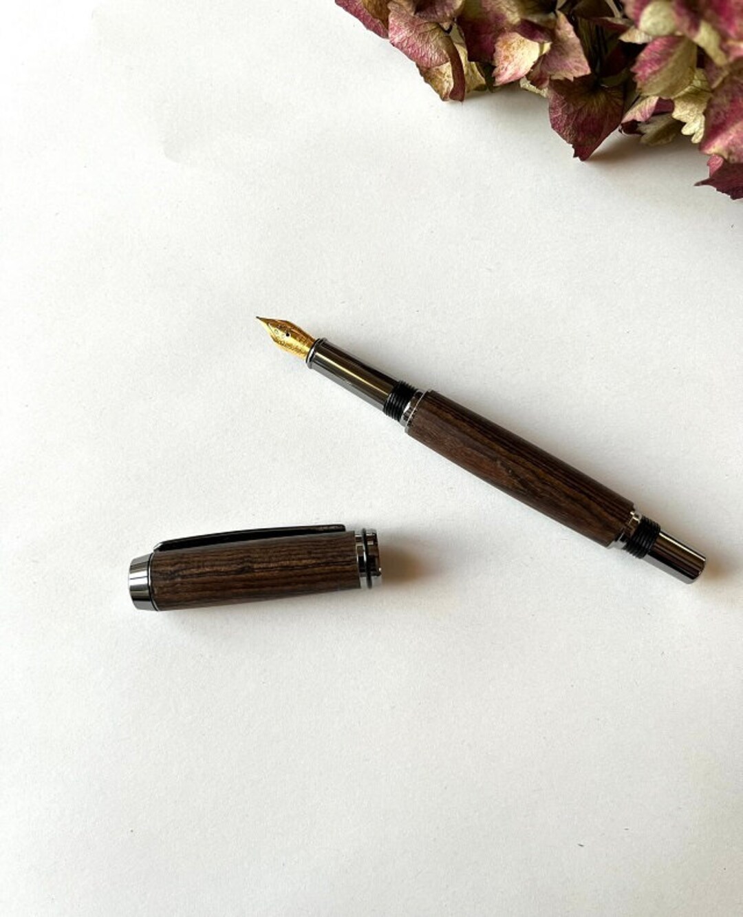 Turned Fountain Pen, Fountain Pen Made of High-quality Bocote Wood ...