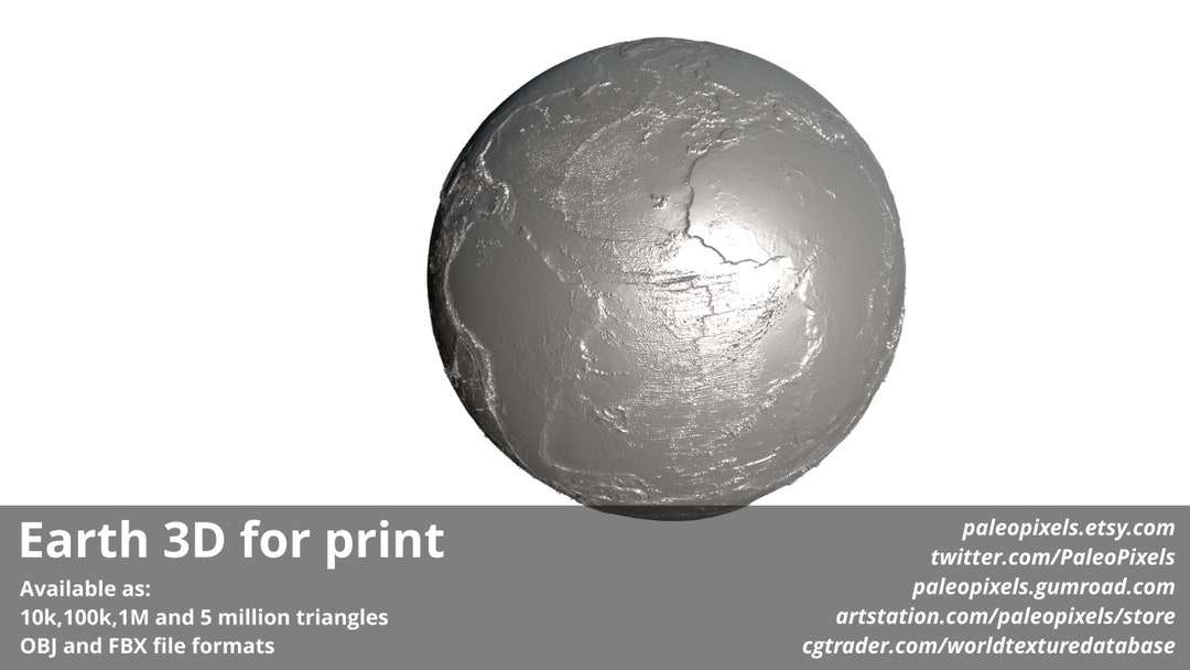 Earth 3D Print Model - Various Triangle Resolutions Included - Etsy