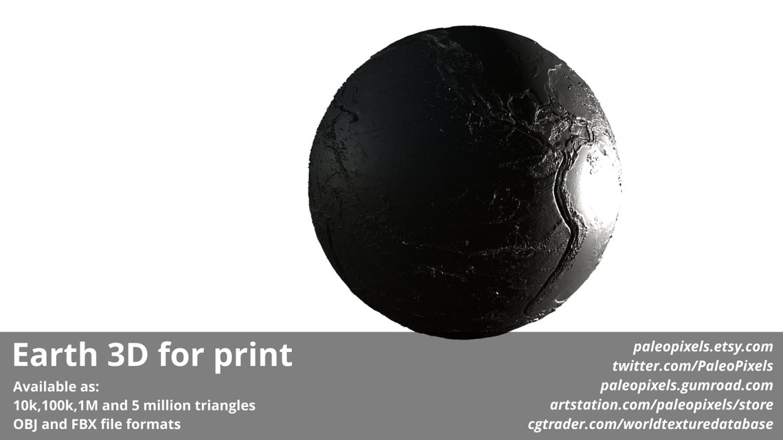 Earth 3D Print Model - Various Triangle Resolutions Included - Etsy