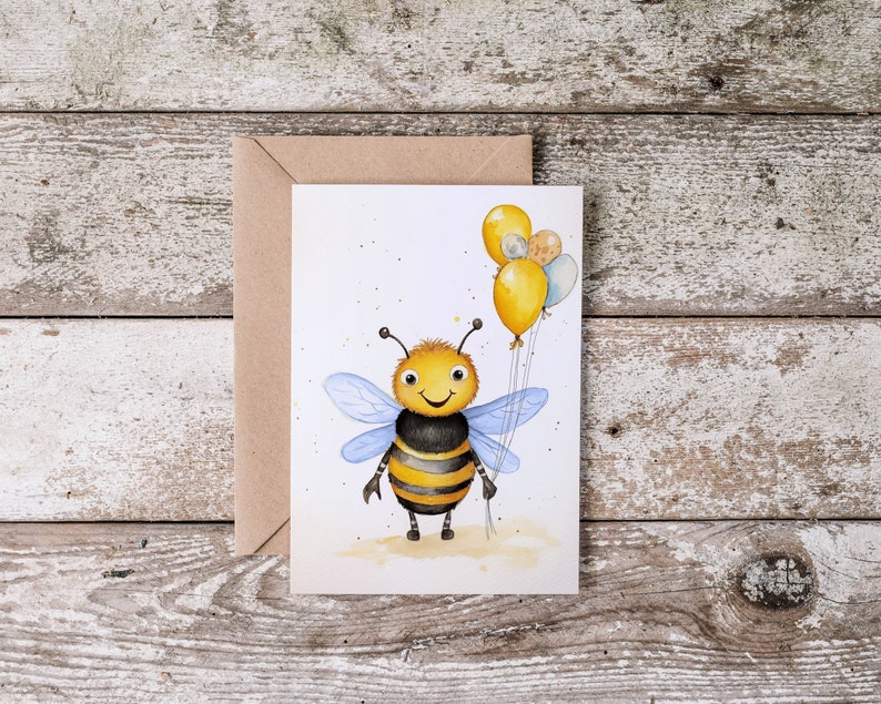 Honeybee Birthday Card: Watercolor Bee Illustration (digital Download ...