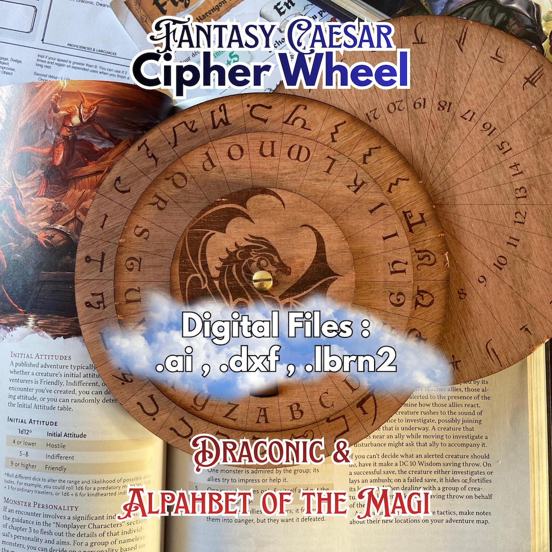 Draconic Cipher Wheel Laser Cut File – D&D Puzzle SVG DXF LBRN2, Escape ...