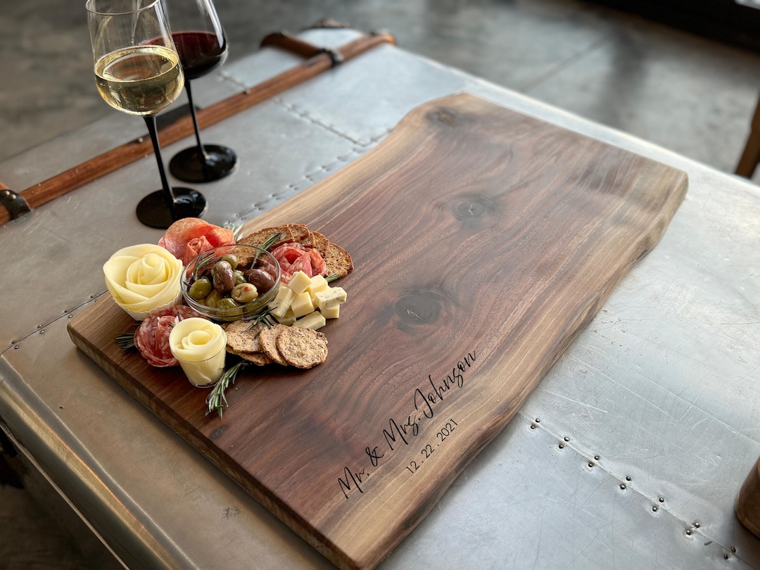 Personalized Live Edge Charcuterie Board: Black Walnut, Maple or Cherry ...