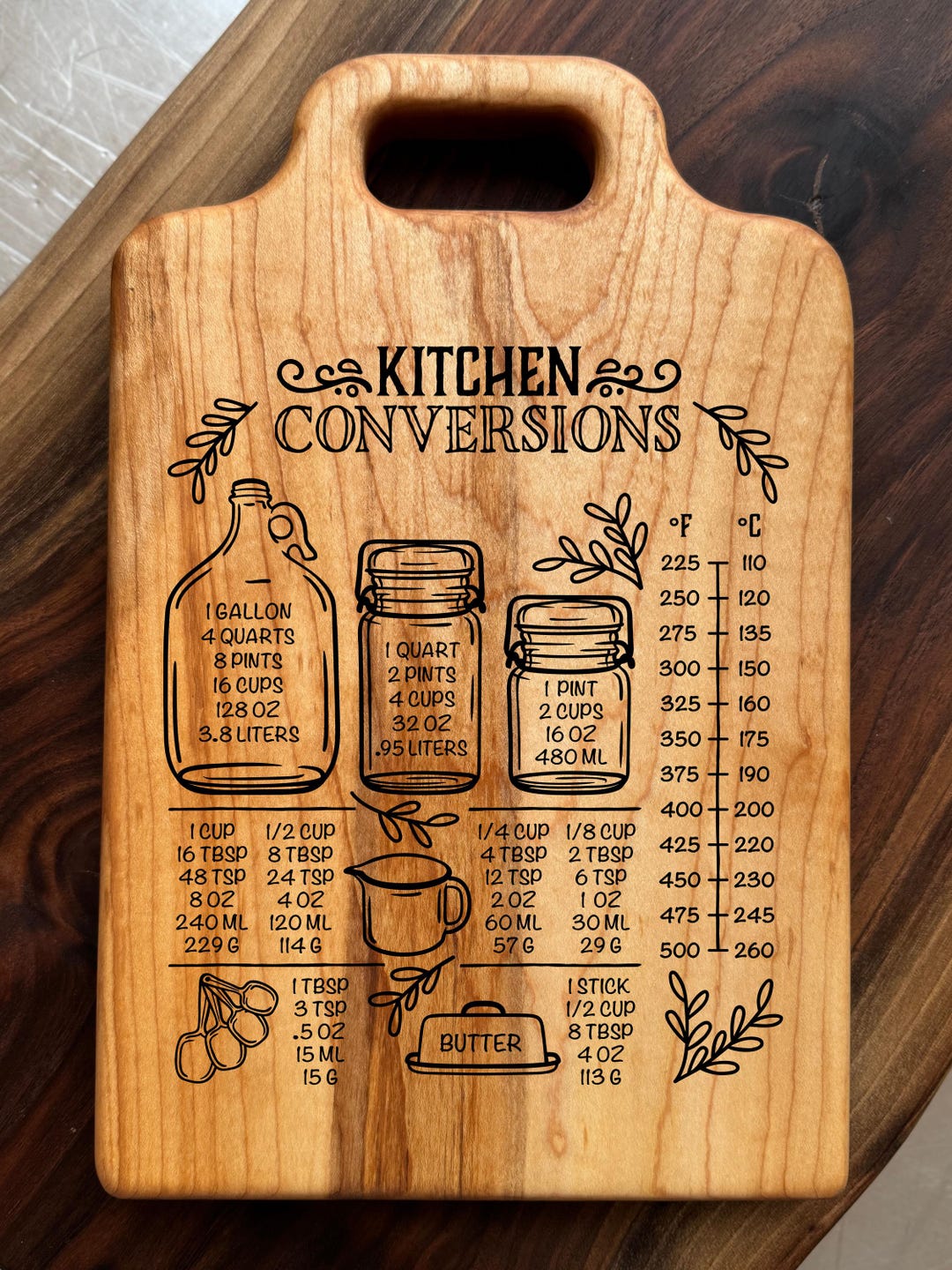 Personalized Kitchen Conversion Cutting Board, Custom Maple Charcuterie ...